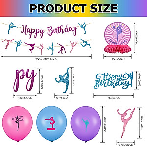 36 Pieces Gymnastics Party Supplies Decoration 2 Gymnastics Birthday Banner 3 Table Honeycomb Centerpieces 12 Cupcake Topper 1 Cake Topper 18 Latex Balloons for Baby Shower Gender Reveal Party Favors