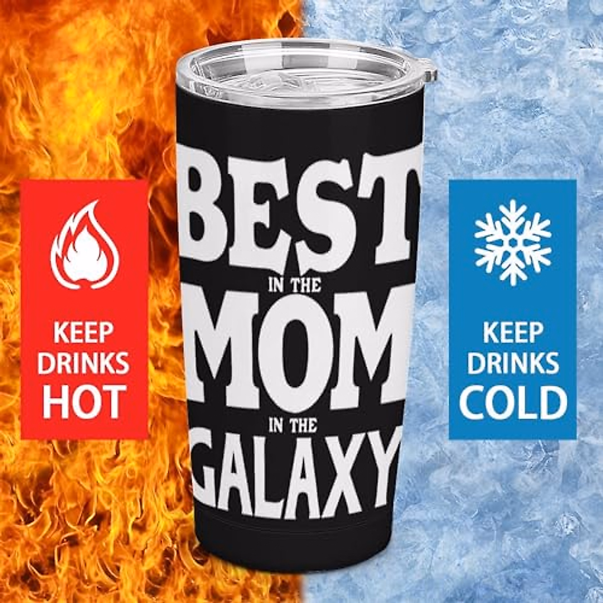 Best Mother in The Galaxy 20 OZ Stainless Steel Tumbler Travel Car Coffee Mug with Straw Lid Cleaning Brush Coffee Tumbler Mug for Women Men