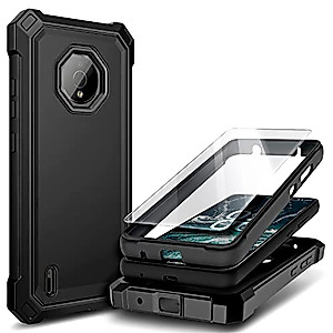 WDHD Case for Nokia C200 with Tempered Glass Screen Protector, Full-Body Protective Shockproof Rugged Bumper Cover, Impact Resist Durable Phone Case (Black)