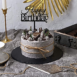 10 PCS Black Happy Birthday Cake Topper Acrylic Cupcake Topper A Series of Birthday Cake Supplies Decorations