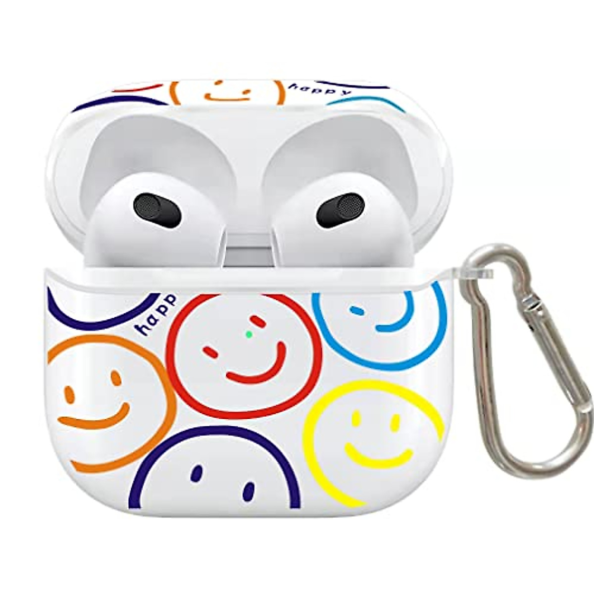 Airpods 3 Case Cover,JANDM Cute Smiley Clear Soft Silicon Smooth Shockproof with Keychain Girls Kids Women Case for Airpods 3rd Generation Charging Case