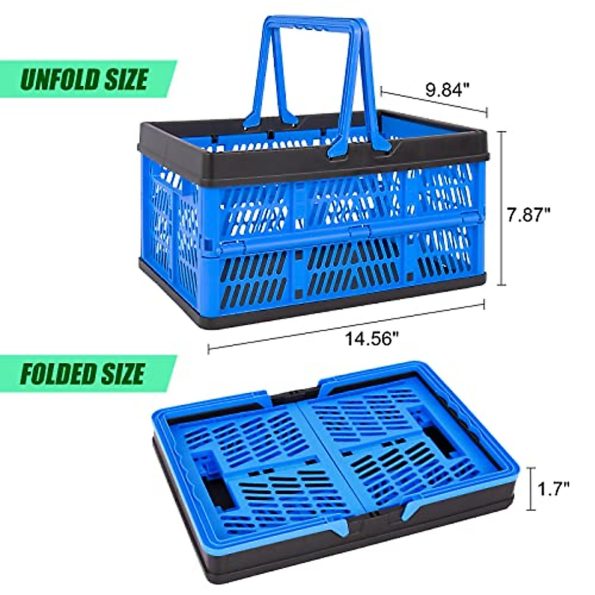 3 Packs 20Liter Collapsible Storage Crates With Handle Collapsible Plastic Shopping Basket,Stackable Multi-function Shelf Baskets Container, Hold up to 20 Lbs
