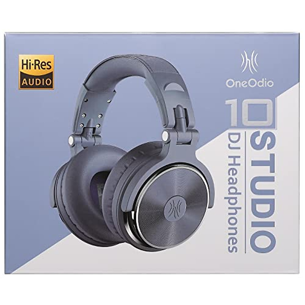 OneOdio Over Ear Headphone, Wired Bass Headsets with 50mm Driver, Foldable Lightweight Headphones with Share Port and Mic for Recording Monitoring Mixing Podcast Guitar PC TV (Light Blue)