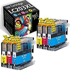 (6-Pack, 2Cyan,2Magenta,2Yellow) ColorPrint Compatible LC203XL Ink Cartridge MFC J480dw Replacement for Brother LC203 XL LC-203XL LC201 Work with MFC-J680DW MFC-J880DW MFC-J885DW MFC-J4420DW Printer