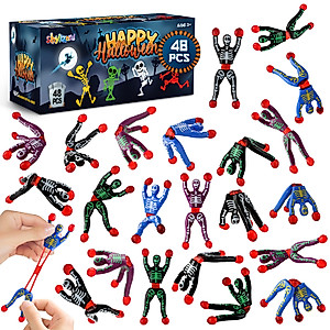 48Pcs Halloween Party Favors for Kids, Halloween Party Favors Bulk with Sticky Toys,Stretchy Sticky Toys for Halloween Bags Party Favors, Halloween Goodie Bag Fillers Trick or Treat Toys for Kids