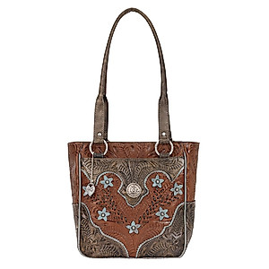 American West Desert Wildflower Zip Top Tote with Pockets