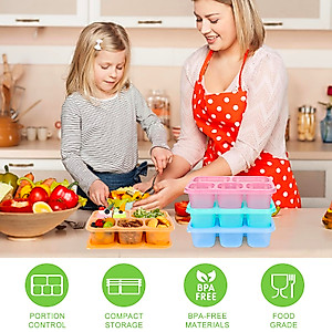 Lunbxx Bento Lunch Boxes - Reusable 5-Compartment Food Lunchables Containers, Snack Boxes For Adults Container for School, Work, and Travel, Set of 4 (Pastels)