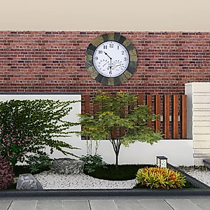 DORBOKER Outdoor Clock Thermometer and Hygrometer Combo, 14 Inch, Gray Slate, Unisex