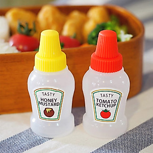Mini Sauce Bottle,Mini Condiment Squeeze Bottles,Honey/Ketchup/Soy Sauce/Salad Dressing Dispensers Squeezable Jars Containers