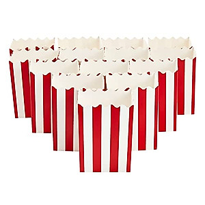 100 Pack Red and White Mini Popcorn Boxes for Party, Bulk Paper Popcorn Containers for Movie Night Decorations (3 x 4 In)