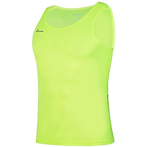 TLRUN Men's Running Tank Top Ultra Lightweight Marathon Singlet Shirts Dry Fit Yoga Workout Sleeveless T-Shirts(X-Large Yellow)