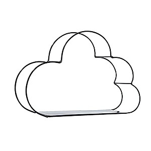 Beavorty 1Pcs Metal Wall Hanging Storage Shelf Cloud Shaped Desktop Book Rack Metal Wall Mount Wire Bookshelf Hanging Organizer for Bathroom, Living Room and Bedroom(Black)