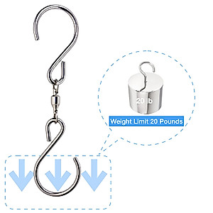 HS's Creation 6 Pack Dual Swivel S Hooks for Indoor Outdoor Organization Spinning Hanger Wind Chimes Spinner Prism Windsocks Hanging Plant Hanging Crystal Ornaments Rainbow Maker Pendant Etc.