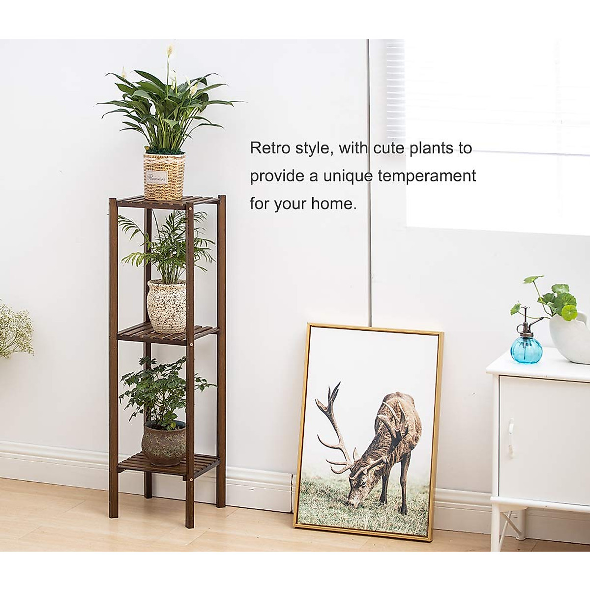 COPREE Bamboo Utility 3 Tier Plant Stand Rack Multiple Flower Pot Holder Shelf Indoor Outdoor Planter Display shelving unit for Patio Garden