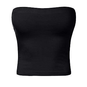 HATOPANTS Tube Crop Shapewear Tops Strapless Cute Sexy Cotton Basic Casual Black L