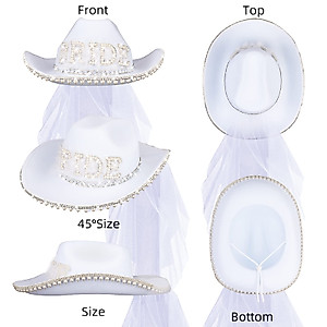 JUSTOTRY Cowgirl Hat With Veil - Bride To Be Bachelorette Party Favor