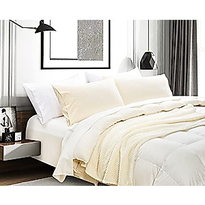 Alexandra's Secret Home Collection Brushed Microfiber Pillowcase Set of 2 - Soft Microfiber Pillow Cases with Envelop Closure (Beige, Standard/Queen)