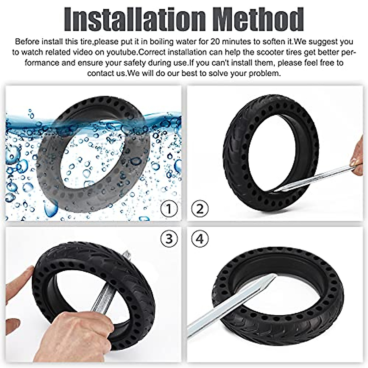 Cooryda Solid Tire for Xiaomi m365 Electric Scooter Mijia Mi m365 pro/gotrax gxl V2/gotrax XR, 8.5 inches Electric Scooter Wheels 8 1/2'' Front or Rear Replacement Honeycomb Solid Tires(2 Piece)