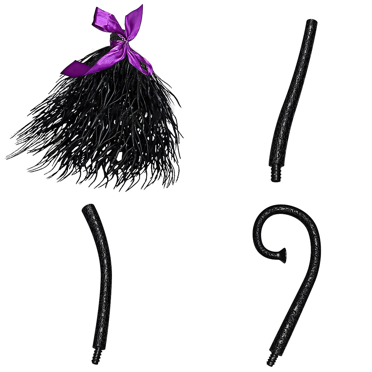 Halloween Witch Broom with Ribbons for Kids, Wizard Flying Wicked Prop Witches Broomstick Adult for Cosplay Party, Witch Decorations