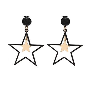 Star Drop Earrings for Women Gold Star Clip on Earrings Double Star Non Piercing Ear Clip Birthday Party Jewelry Dainty Gifts for Women