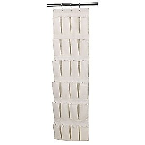Household Essentials Over The Door 24 Packet Shoe Storage Organizer, Natural Canvas
