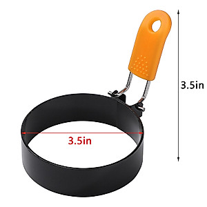 Biioistle Nonstick Egg Ring Stainless Steel Egg Cooking Ring with Anti-scald Handle Pancake Mold for Breakfast Sandwiches Egg Muffins,4Pcs (Style01)