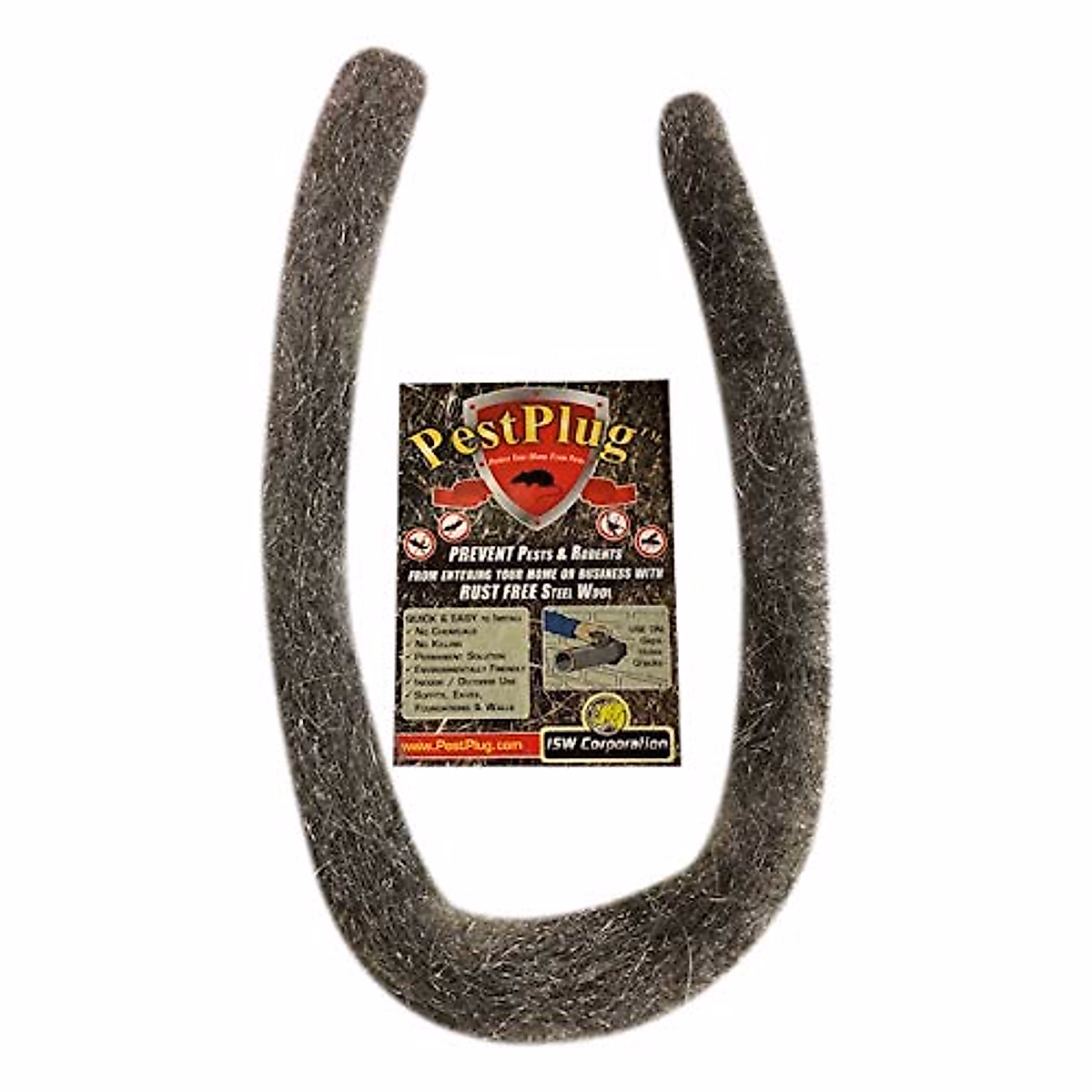 PESTPLUG - 25 Feet Stainless Steel Wool/Garland DIY Kit/Gap Blocker to Keep MIce & Rodents Out. Does NOT Rust! Fill Fabric, Plug Holes, Siding, Pipes in Homes, Garages, Farm Buildings, RV's