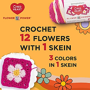 Red Heart All in ONE Flower Power Peony pop Yarn - 3 Pack of 8.8oz/250g - 100% Acrylic - #4 Worsted (Medium) - 440 Yards - Knitting/Crochet