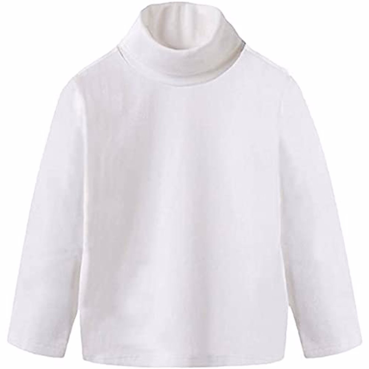 HAXICO Unisex Girls Boys Long Sleeve Crewneck T-Shirt Tee Toddler Turtleneck Cotton Basic Warm Tops Shirts 2-8 Years White