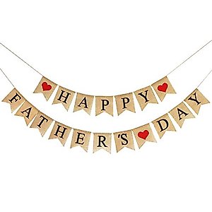 Burlap Happy Fathers Day Banner | Rustic Fathers Day Party Decorations | Fathers Day Family Photo Prop Celebration Gift