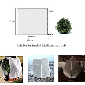 Gardaner Plant Covers Freeze Protection & Plant Frost Blanket - 2.5 oz/yd² 85 X 75 inch for Winter Cold Weather, Reusable Shrub Jacket Covers with Zipper & Drawstring