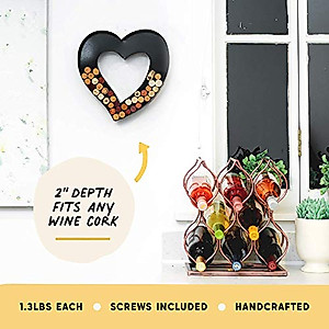 will's Wine Cork Holder - Metal Monogram Letter (Heart), Black, Large | Wine Lover Gifts, Housewarming, Engagement & Bridal Shower Gifts | Personalized Wall Art | Home Décor