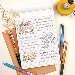 Writech Retractable Gel Ink Pens: Multi Colored 2 in 1 Colorful Click Pen Assorted Color 8ct Extra Fine Point Tip 0.5mm Journaling Smooth Writing Note Taking Coloring No Bleed & Smear & Smudge