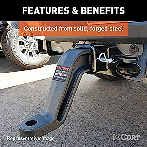 CURT 45430 Industrial Duty Forged Trailer Hitch Ball Mount, Fits 3-Inch Receiver, 21,000 lbs, 1-1/4-Inch Hole, 4-Inch Drop, 2-Inch Rise, CARBIDE BLACK POWDER COAT