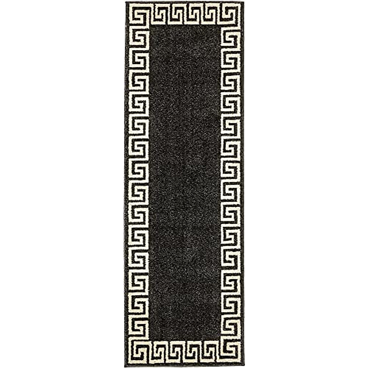 Unique Loom Athens Collection Classic Geometric Modern Border Design Area Rug, 2 ft x 6 ft, Charcoal/Beige