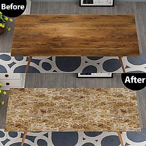 Yenhome Waterproof Contact Paper for Countertops Paper for Kitchen Counter Contact Paper Marble Wallpaper Peel and Stick Counter Top Covers for Desk 200x30 Inch Brown Marble Contact Paper for Table