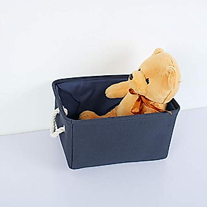 uxcell Fabric Storage Basket with Dual Handles, Collapsible Storage Bins for Toys Laundry Clothes Storage, Home Organizer for Bedroom Office Closet Dark Blue Large
