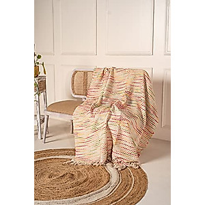 THE ART BOX- Multi Color Hand Woven Cotton Throw, Turkish Blanket , Pure Cotton Handmade Throw, Couch Coverlet, Summer Light Weight Throw, Wedding Gift 74 x 55 Inch Approx.
