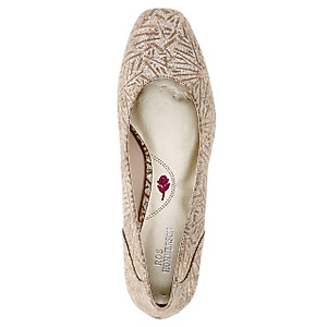 Ros Hommerson Women's Tabitha Tan Foil Print Textile Dress-Casual Wedge Pump, 12 X-Narrow (4A) US