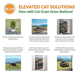 K&H Pet Products EZ Mount Cat Grass Grow Station for Window - Healthy Home Grown Grass Cat Kit for Bored Indoor Adult Cats, Pairs Purr-fectly with Cat Window Perches, Farmed in USA Non-GMO Grass
