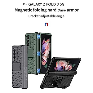 EAXER for Samsung Galaxy Z Fold 3 5G Case, Magnetic Hinge Protection Adjustment Kickstand Stand Shockproof Phone Case Cover (Silver)