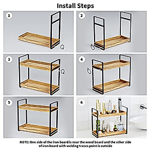 AieeJL 2-Tier Countertop Organizer for Bathroom Counter,Finished Wood Vanity Tray Holder,Cosmetic Storage Shelf, Perfect as Kitchen Snack Spice Rack and Coffee Station Organization
