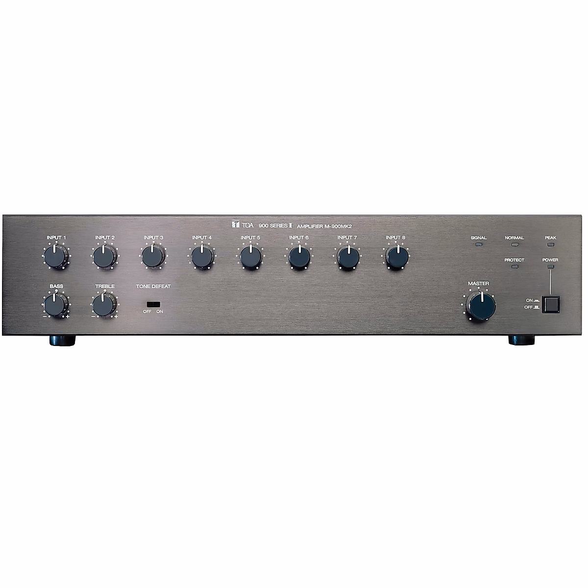 TOA Electronics M-900MK2 8-channel Mixer Preamplifier; Bass/Treble Tone Controls; Remote Master Volume Terminals; Individual Channel and Master Volume Controls; Over-current and Thermal Protection