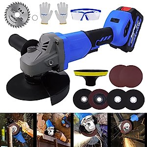 Cordless Angle Grinder Kit, 12000 RPM Brushless Motor Electric Grinder, Metal Cut Off/Polish Tool with Battery, Charger, 4.5" Blade, 2-Position Handle, Cutting Grinding Polishing Wheels