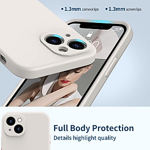 FUNMIKO Designed for iPhone 13 Case with Screen Protector,Enhanced Camera Lens Protection,Soft Silky Silicone Protective Phone Cover 6.1",Rock Grey