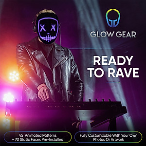 Face Transforming LED Mask - Electronic Changing Facial Cover with Bluetooth App, Programmable & Customizable Lighting Effect (AA -BATTERIES)