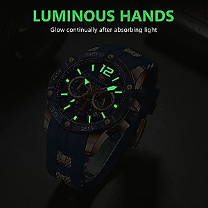 Watch for Men, Sports Watch Fashion Casual Waterproof Chronograph Military Analog Quartz Business Watches Best Mens Gift (Blue Rosegold)