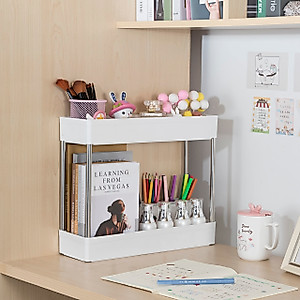 Under Sink Organizers and Storage, 2 Tier Under Sink Organizer Rack Under Sink Storage for Kitchen Bathroom Countertop And Cabinet-1 Pack(White)