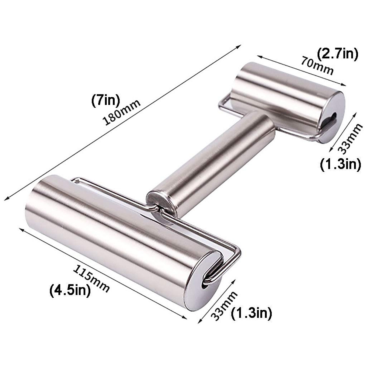 Goeielewe Rolling Pin Double Roller, Stainless Steel Pastry and Pizza Double Dough Baker Roller Metal Kitchen Utensils Ideal for Baking Dough, Pizza, Pie, Pastries, Pasta and Cookies