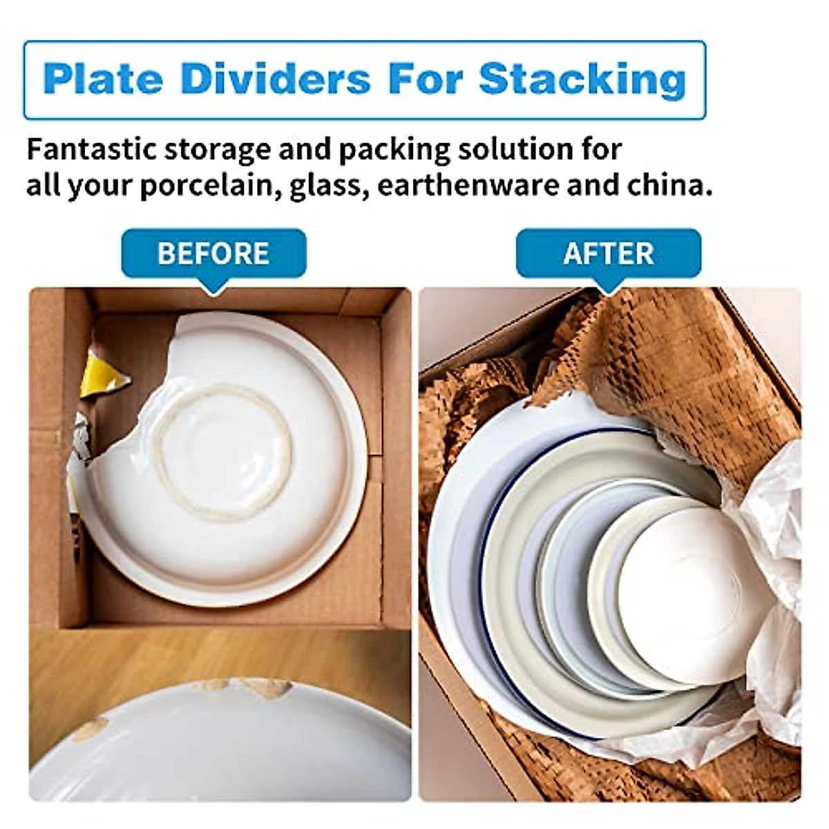 Plate Separators Storage, Set Of 60 And 3 Different Size, Thick and Premium Soft Felt Plate Dividers For China/Dish/Coffee Saucers Protecting and Stacking